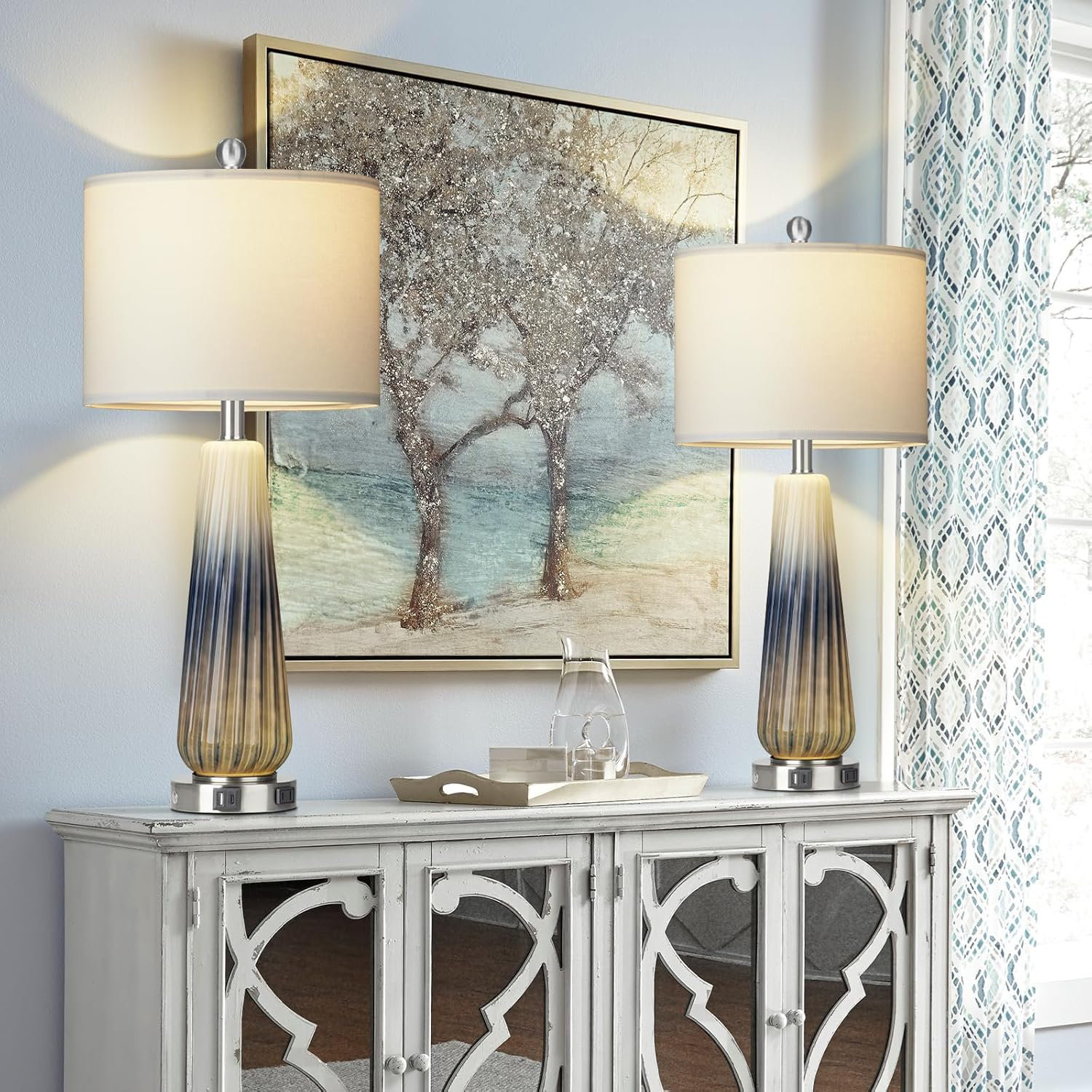 Orren Ellis Modern Table Lamps With USB Ports & Outlets, Nightlight ...