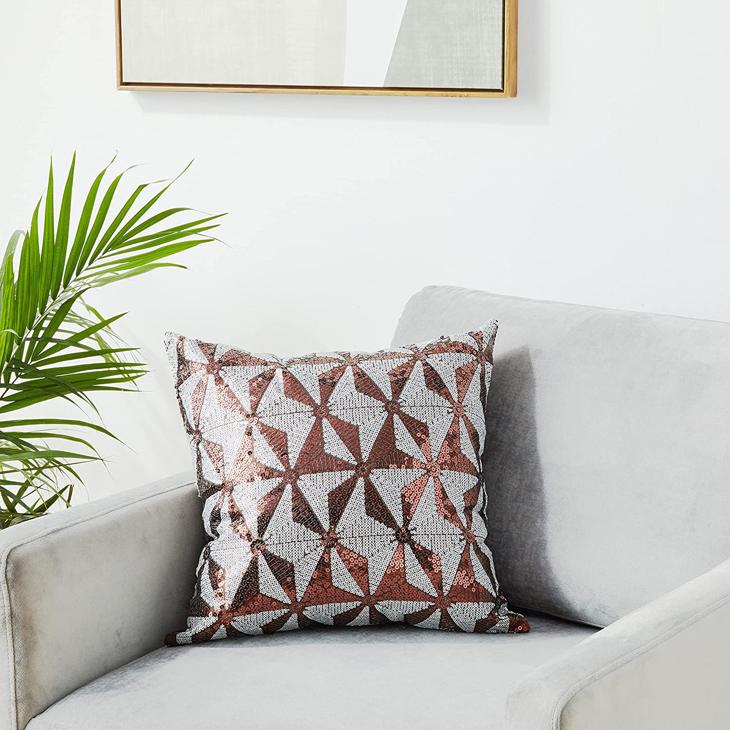 Violet Linen Sparkling Embroidered Sequins Pattern Square Decorative ...