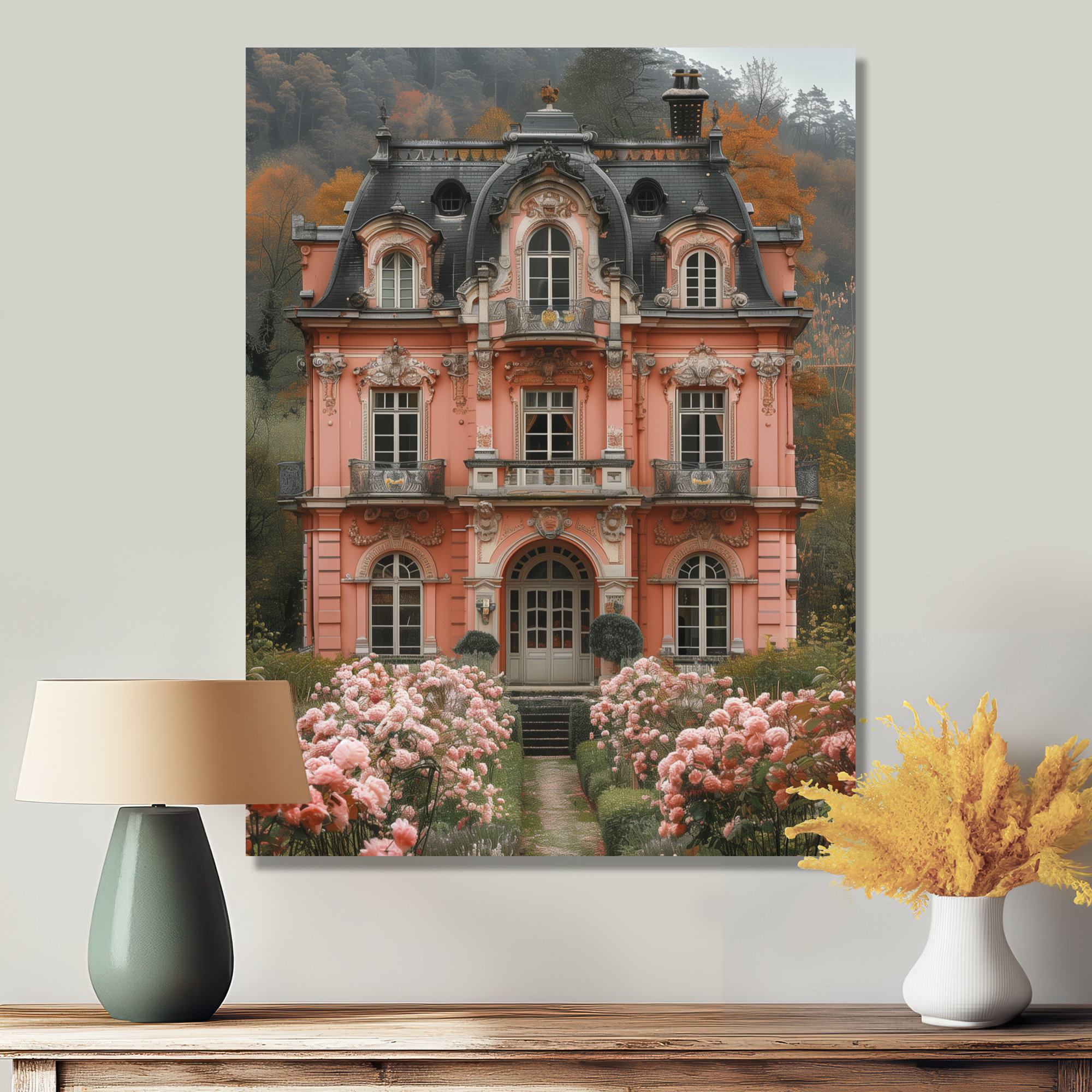 Winston Porter Pink Castle Floral Royal Retreat II - Chateaus Wall Art ...