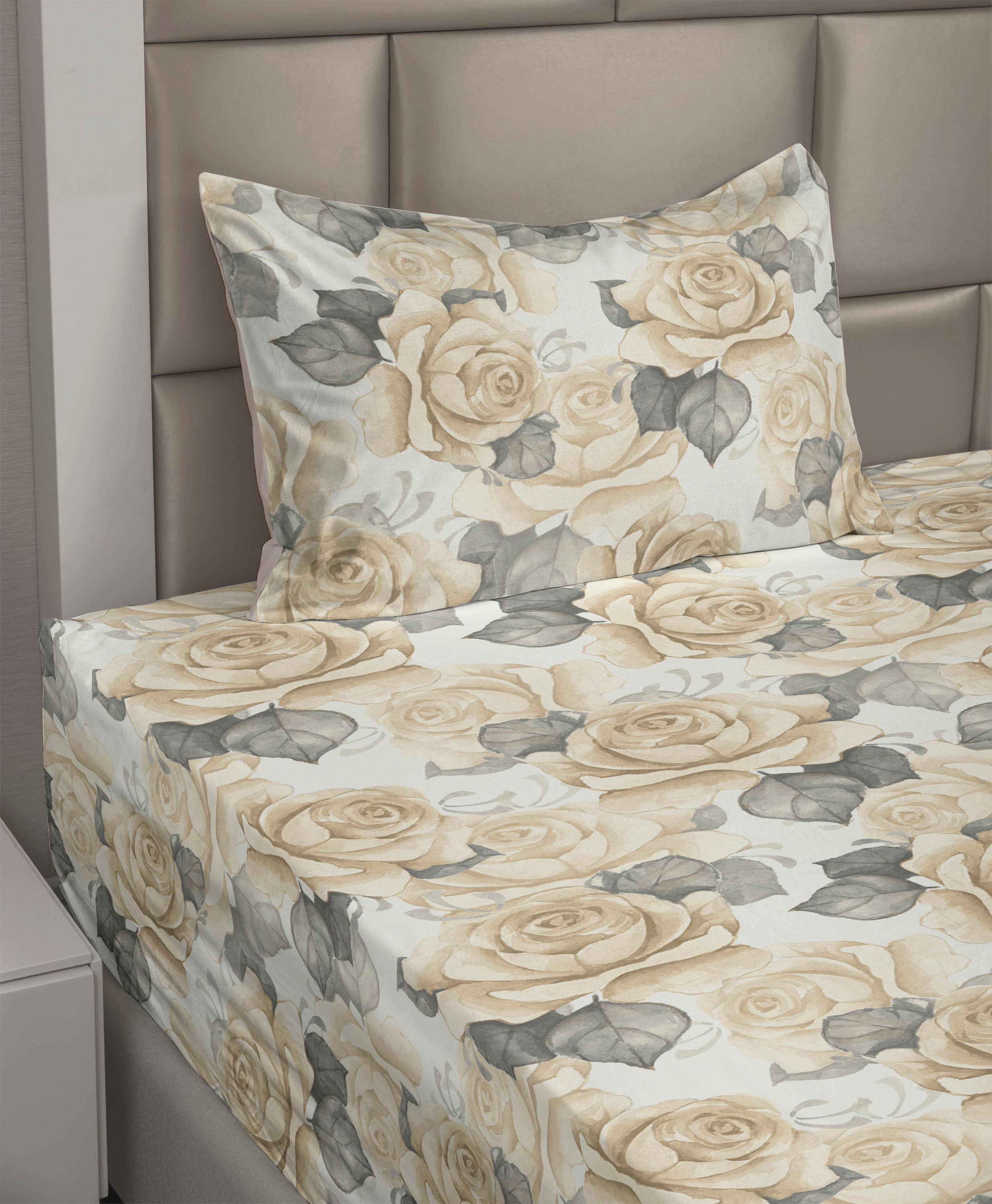 Ambesonne Delicate Roses Sheet Set Retro Garden Scene Pale Peach Pale ...