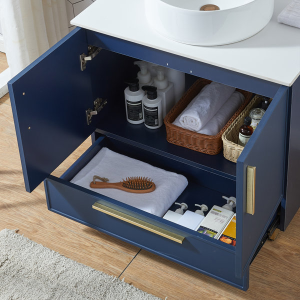 Mercer41 30'' Blue Modern Free-Standing Single Bathroom Vanity Set ...