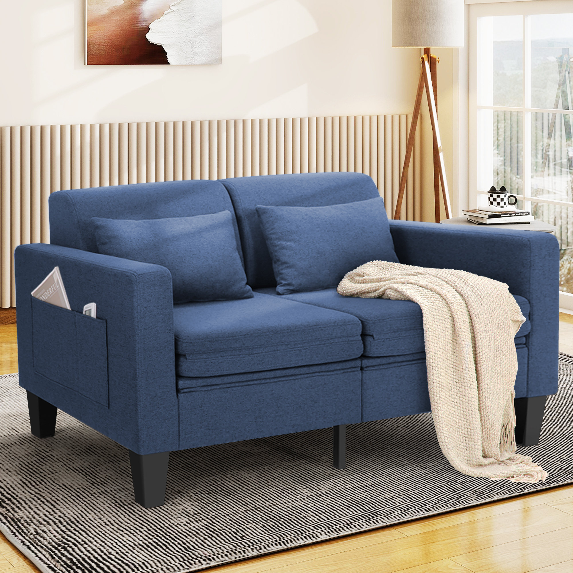 Mercer41 Zhania 58.27"W-6-in-1 Convertible Sofa Bed, 58" Loveseat ...