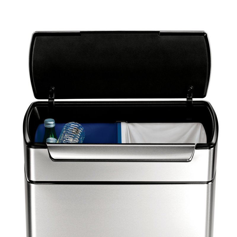 simplehuman 48 Liter Touch-Bar Dual Compartment Kitchen Recycling Trash ...