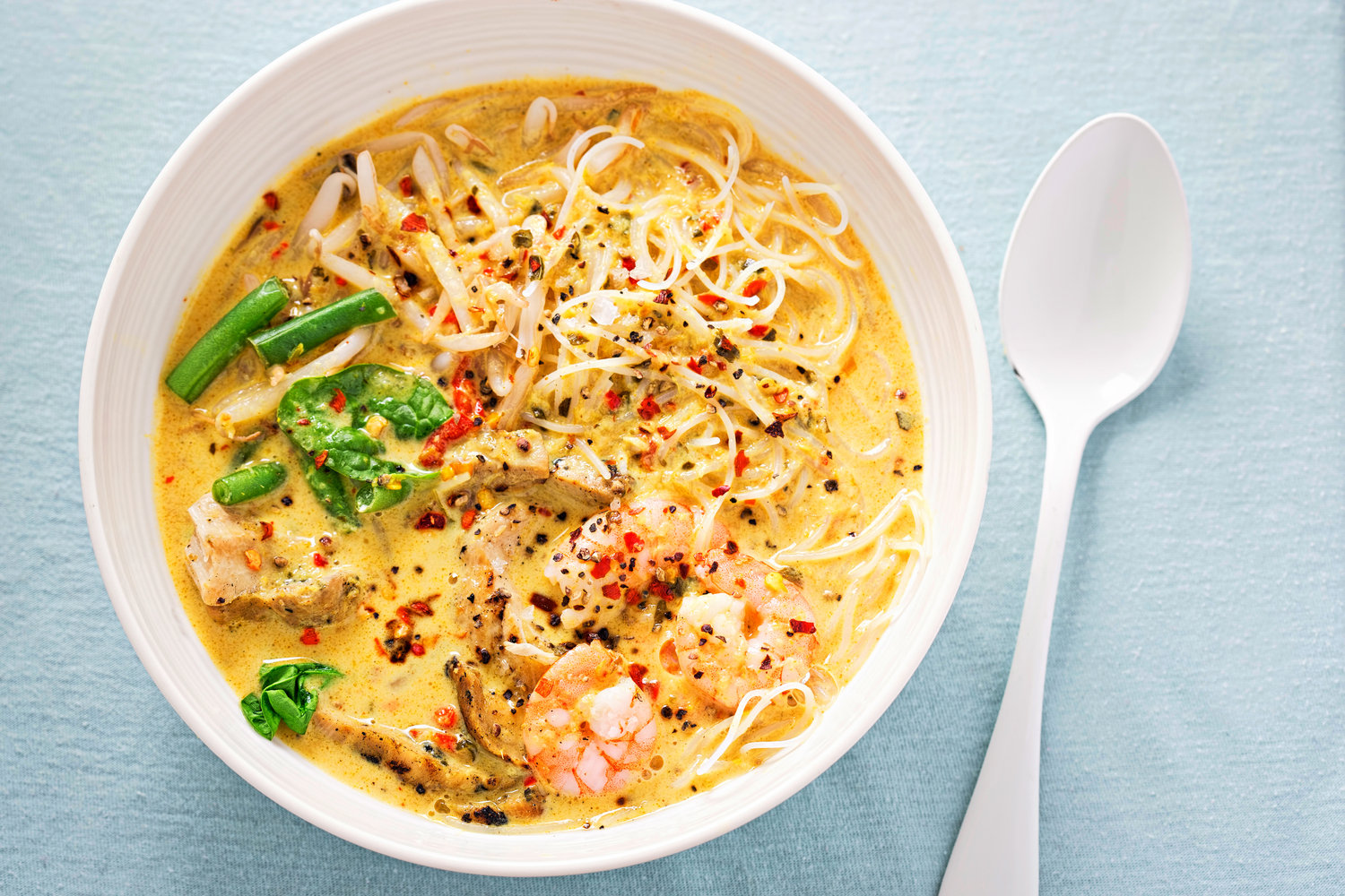 Ebern Designs Chicken and Prawn Laksa - Wrapped Canvas Photograph | Wayfair