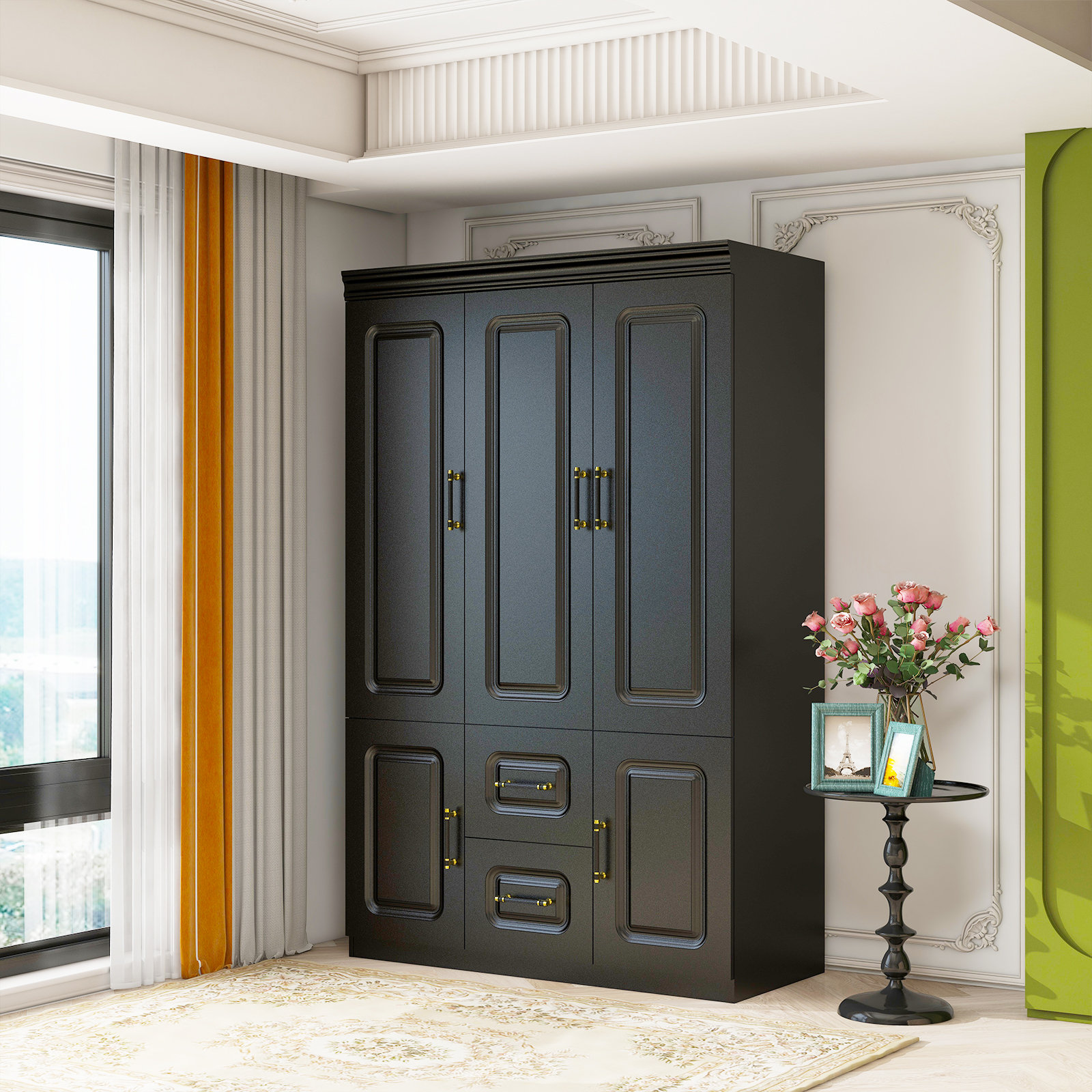 Lark Manor™ Freestanding Wardrobe Armoire for Bedroom, 3-Door Wardrobe ...