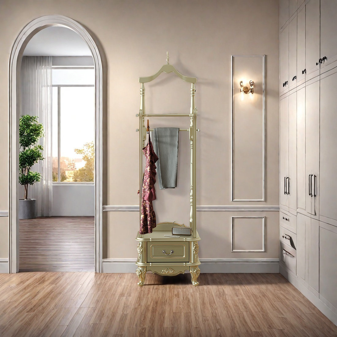 Elegant Home Furnishings.s Natural Solid Wood Hall Tree with Drawer ...