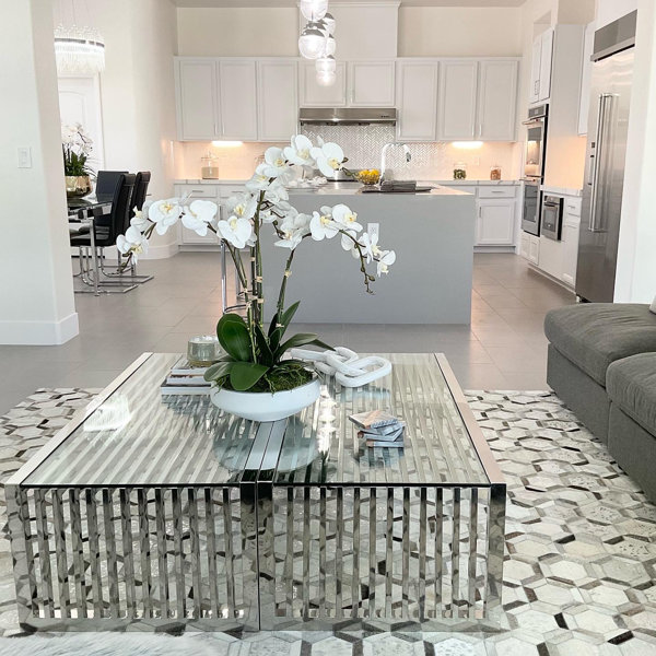 Corrigan Studio® Stouffer Geometric Handmade Silver Metallic Foil Area ...