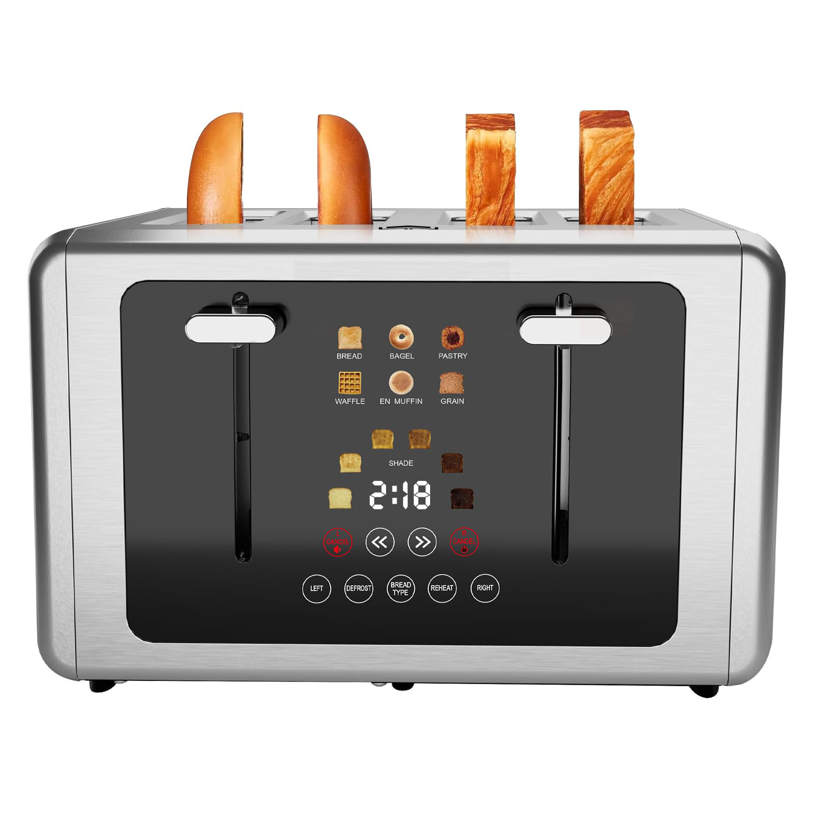 UZOPAL 4-Slice Touch Screen Toaster with Digital Timer, Dual Control ...