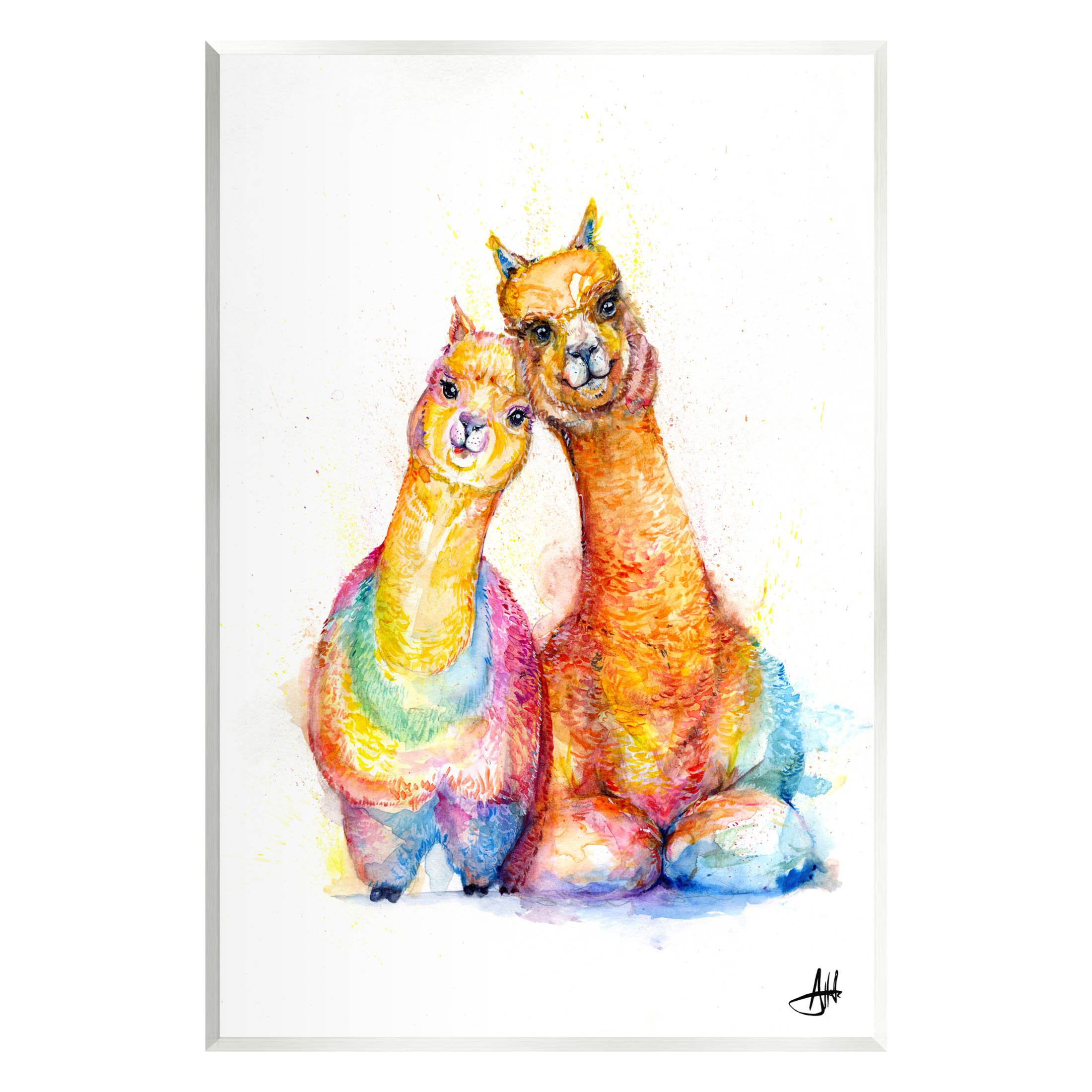Stupell Industries Smiling Alpacas Rainbow Animals Giclee Art By Marc ...