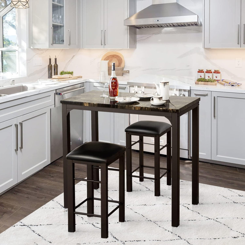 ATC CABINETS 3-Piece Bar Table and Chairs, 36" Rectangular Counter ...