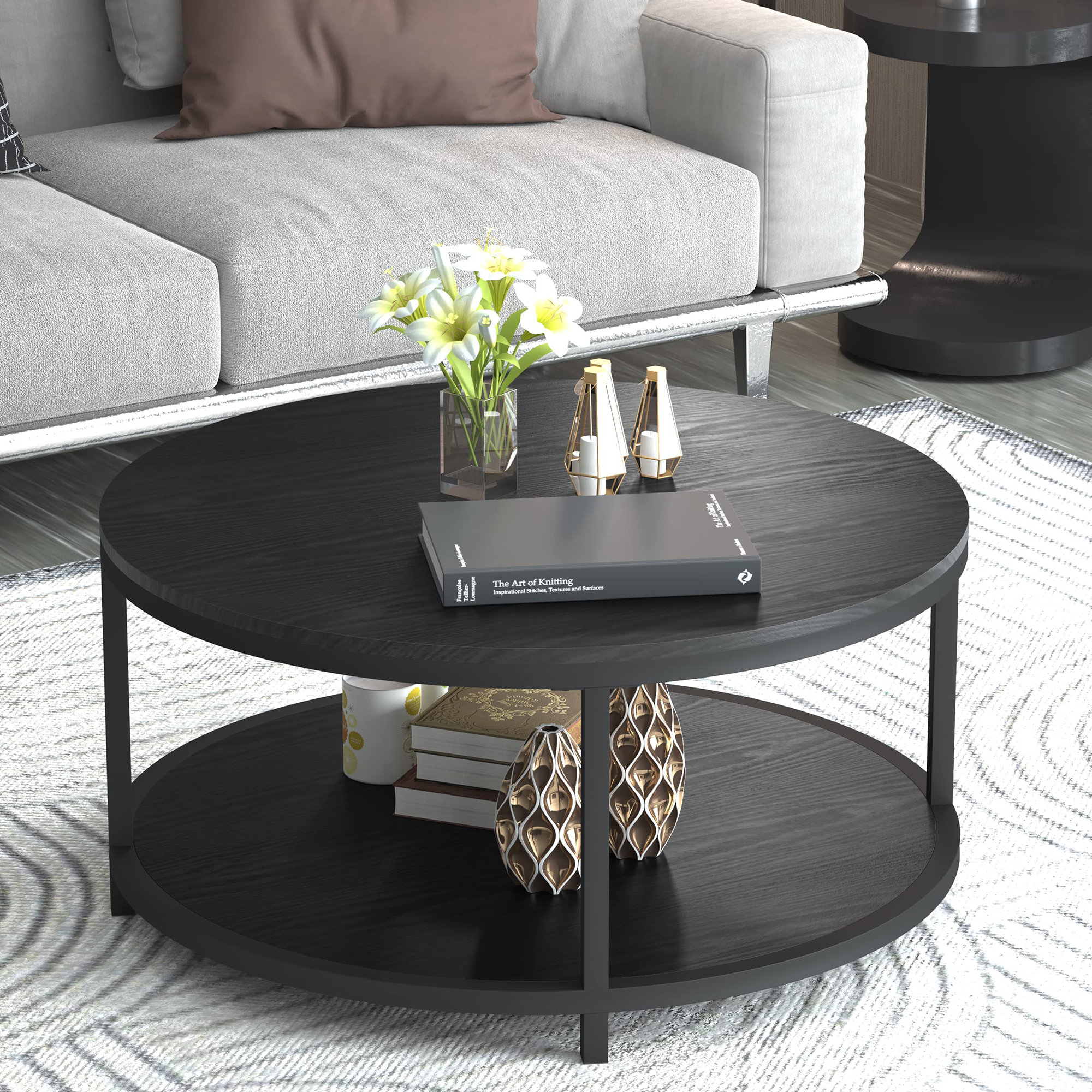 17 Stories 36" Double Tiered Round Coffee Table | Wayfair