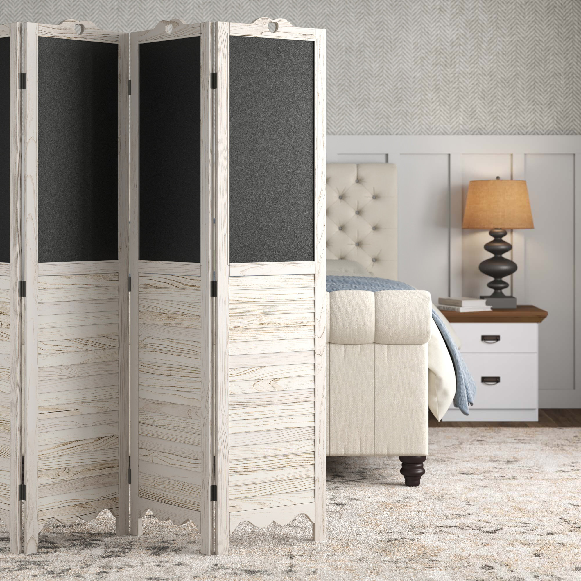 Laurel Foundry Modern Farmhouse® Trosper 4-Panel Folding Room Divider ...