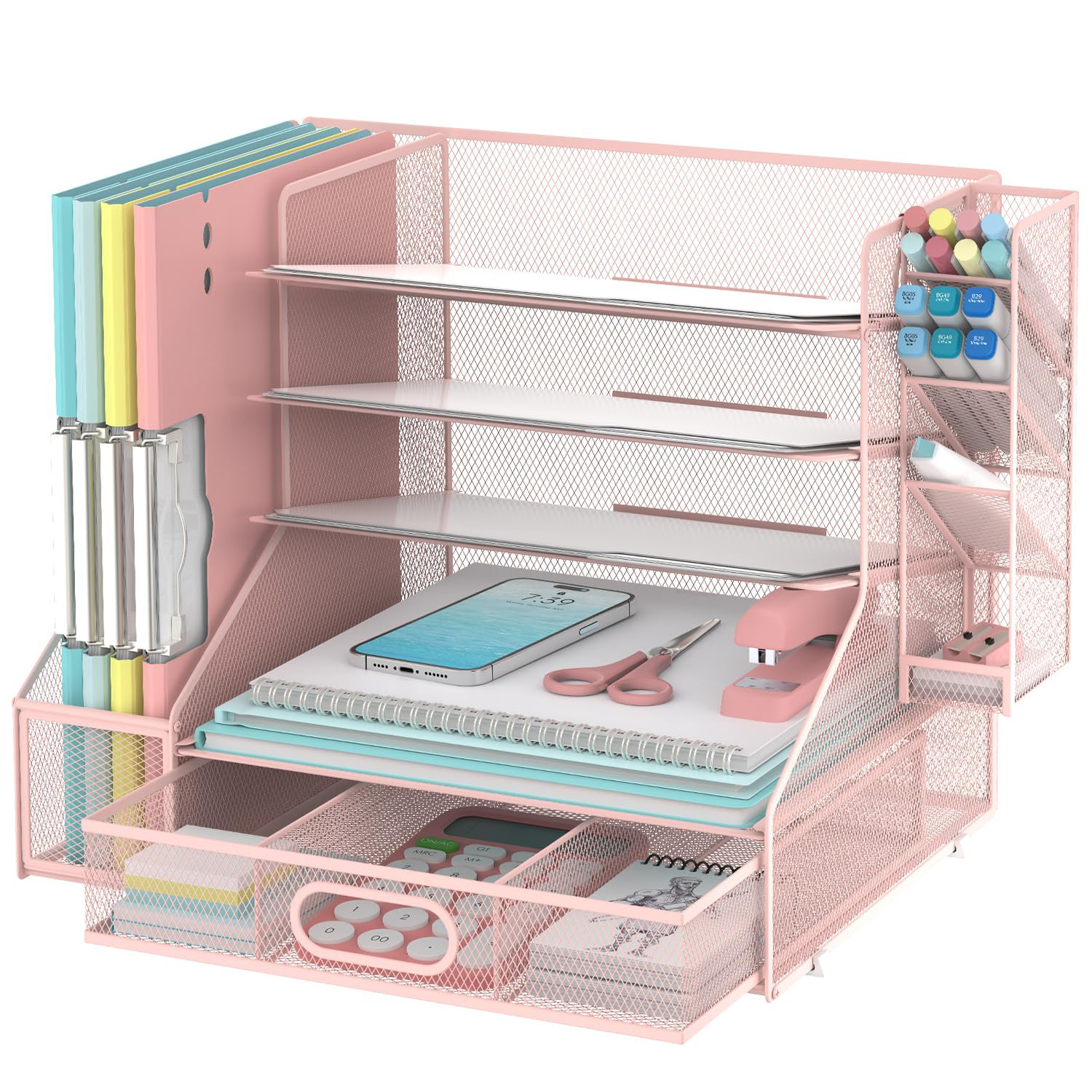 Latitude Run® 5-Layer Grid Paper Letter Tray Organizer With 3 Slanted ...