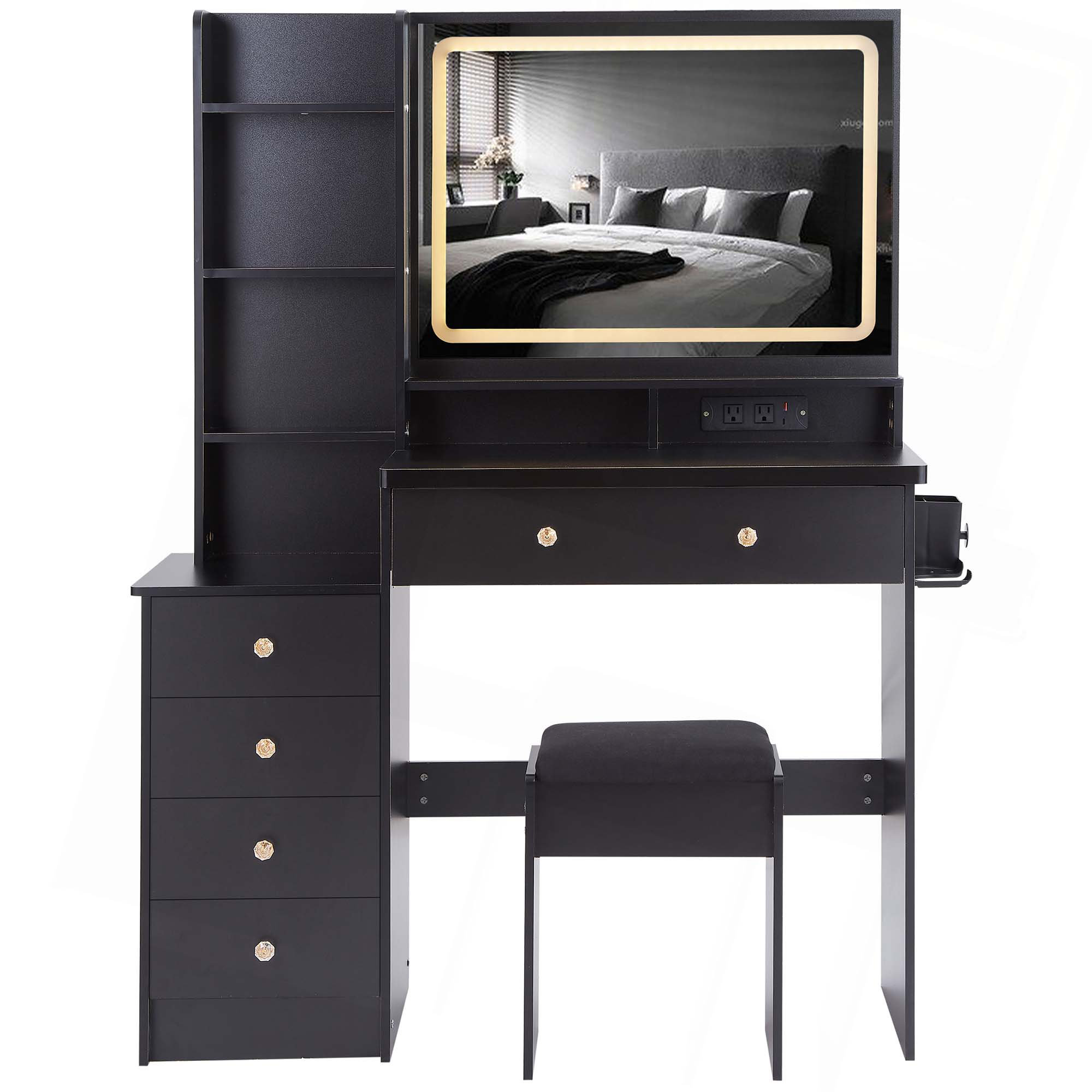 Latitude Run® 41" Large Size Left Bedside Cabinet Vanity Table ...