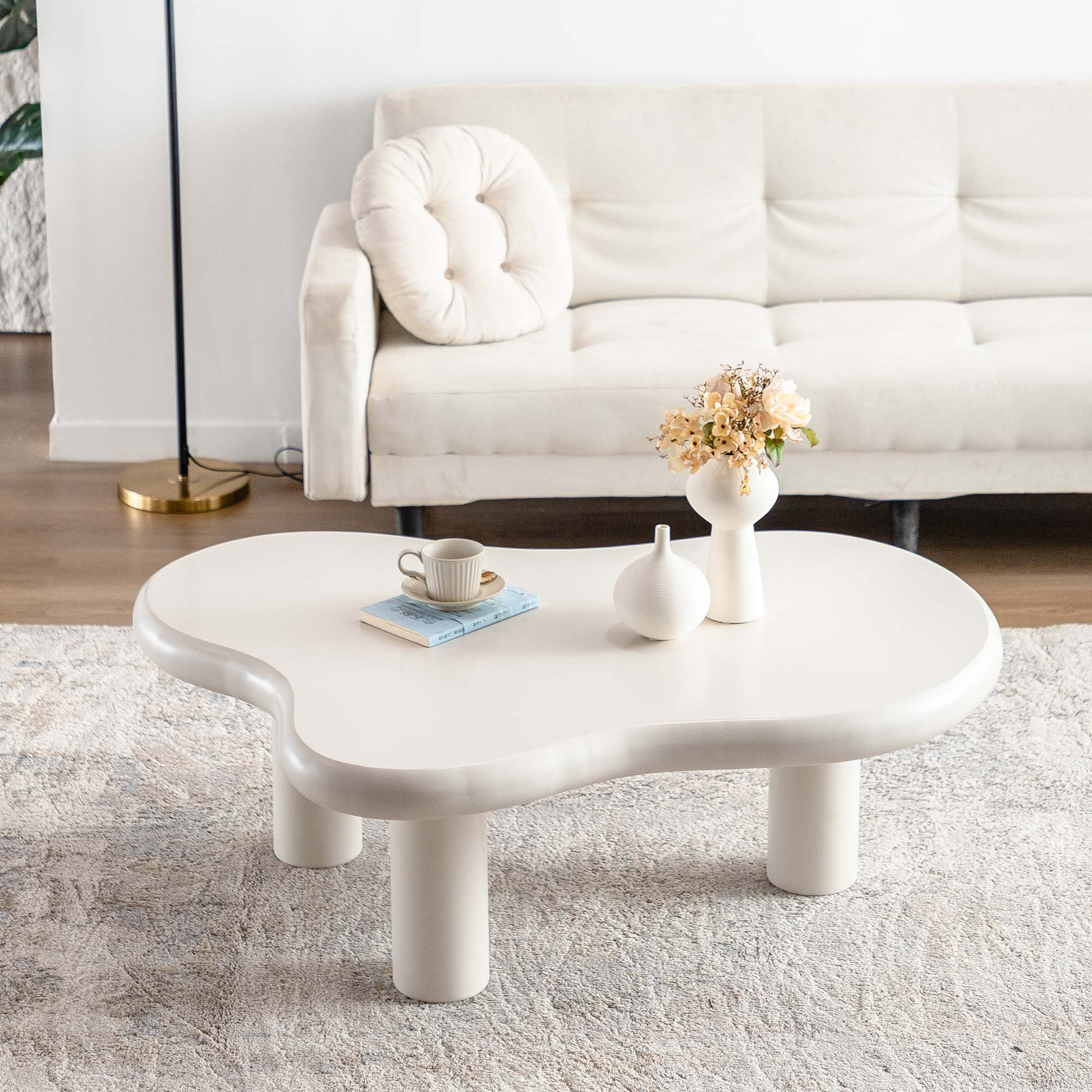 Ivy Bronx Cloud Coffee Table Modern Coffee Table Easy Assembly Coffee ...