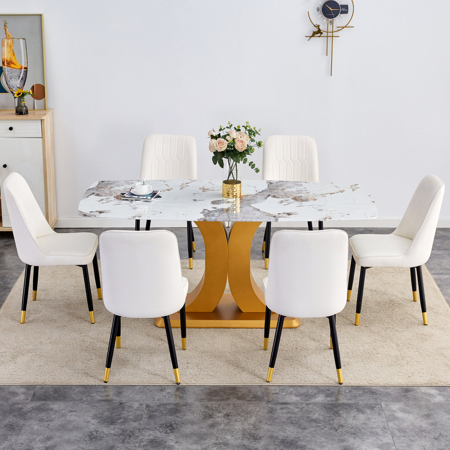 Mercer41 Table And Chair Set.71"X35.4"X30" Luxurious Pandora Patterned ...
