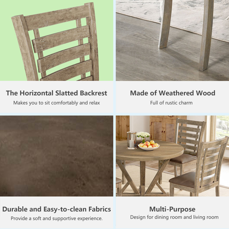 Red Barrel Studio® Rustic Distressed Solid Wood Dining Chairs (Set of 6 ...