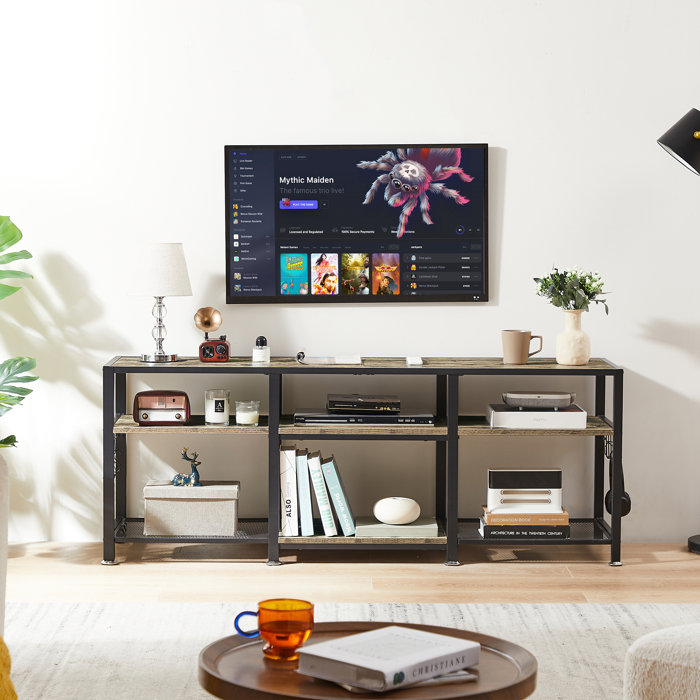 17 Stories Racavan TV Stand Entertainment Center Media Console with 3 ...
