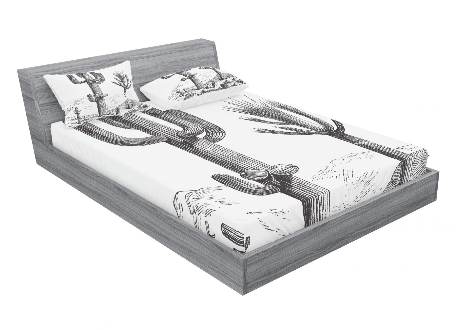 Ambesonne Sketchy Hand Drawn of Desert Plants with Mexican Travellers ...