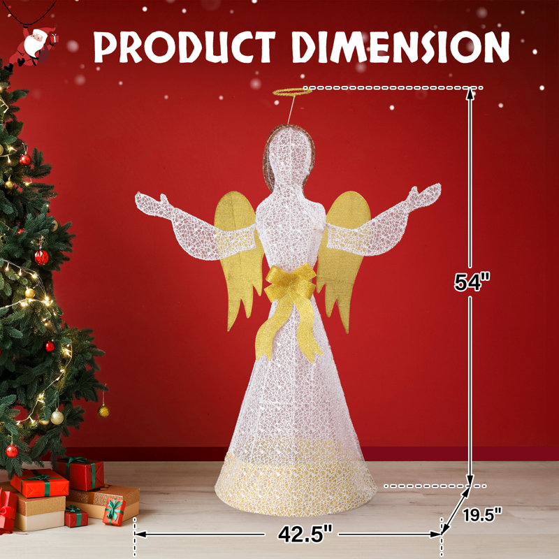 The Holiday Aisle® 4.5FT Lighted Christmas Angel Outdoor Decoration ...