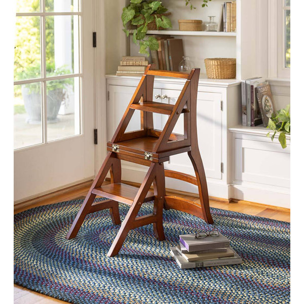 Plow & Hearth 3 - Step Wood Folding Small Step Ladder & Reviews | Wayfair