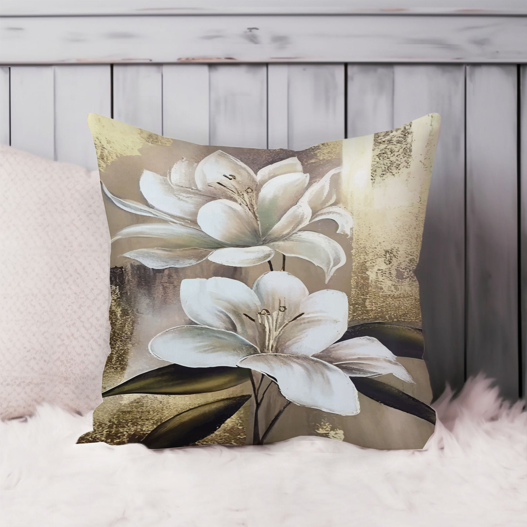 Ethan Taylor Floral Magnolias in Gold Flowers Magnolia Modern | Wayfair
