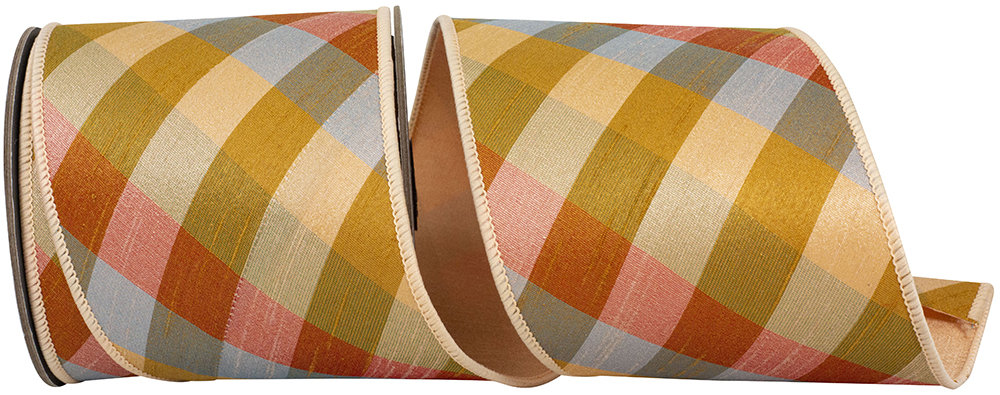 House of Hampton® Plaid Diagonal Augusta Tonal Deluxe Dupioni Backed ...