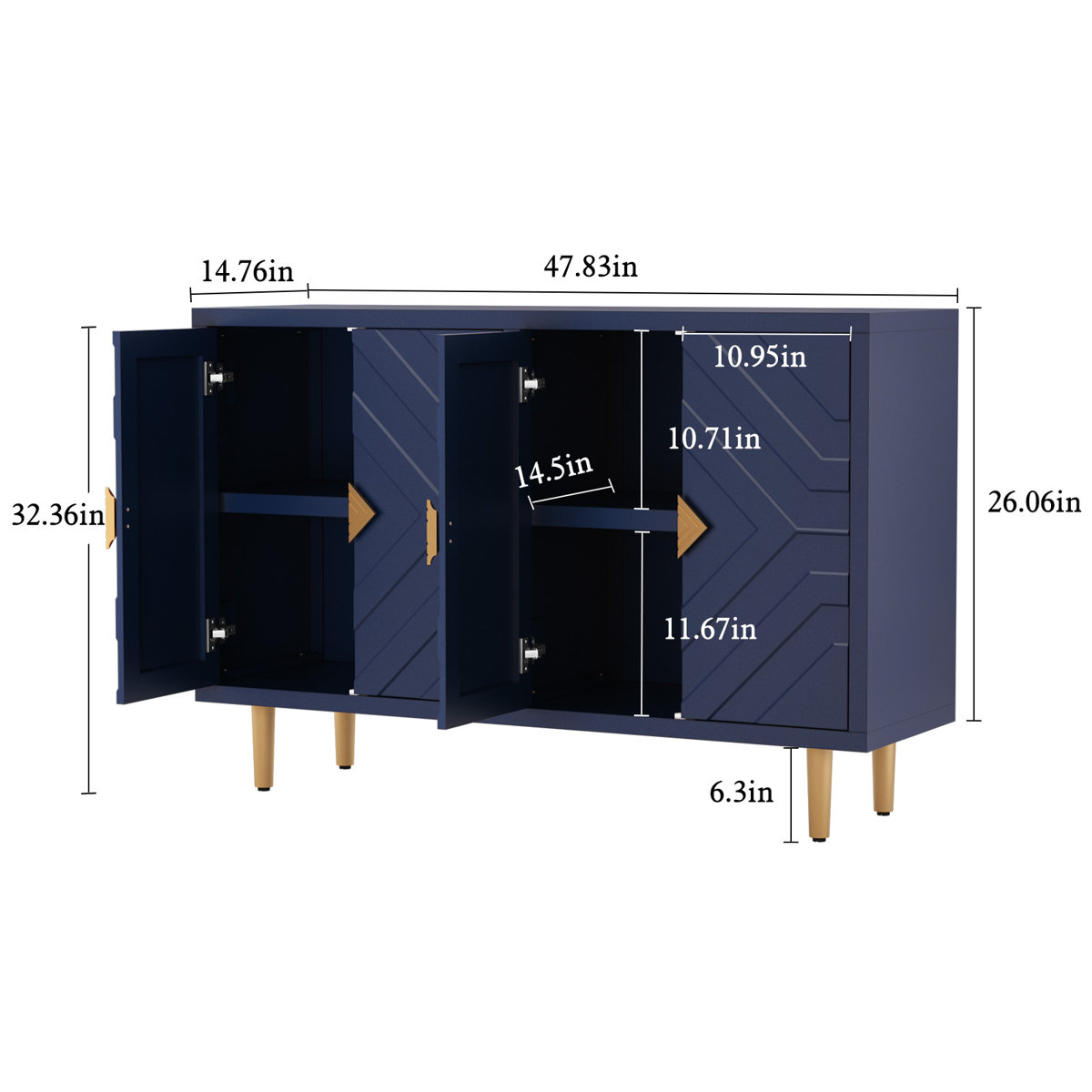 Mercer41 Shonnell 47.8'' Modern Sideboard Cabinet with 4 Embossed ...