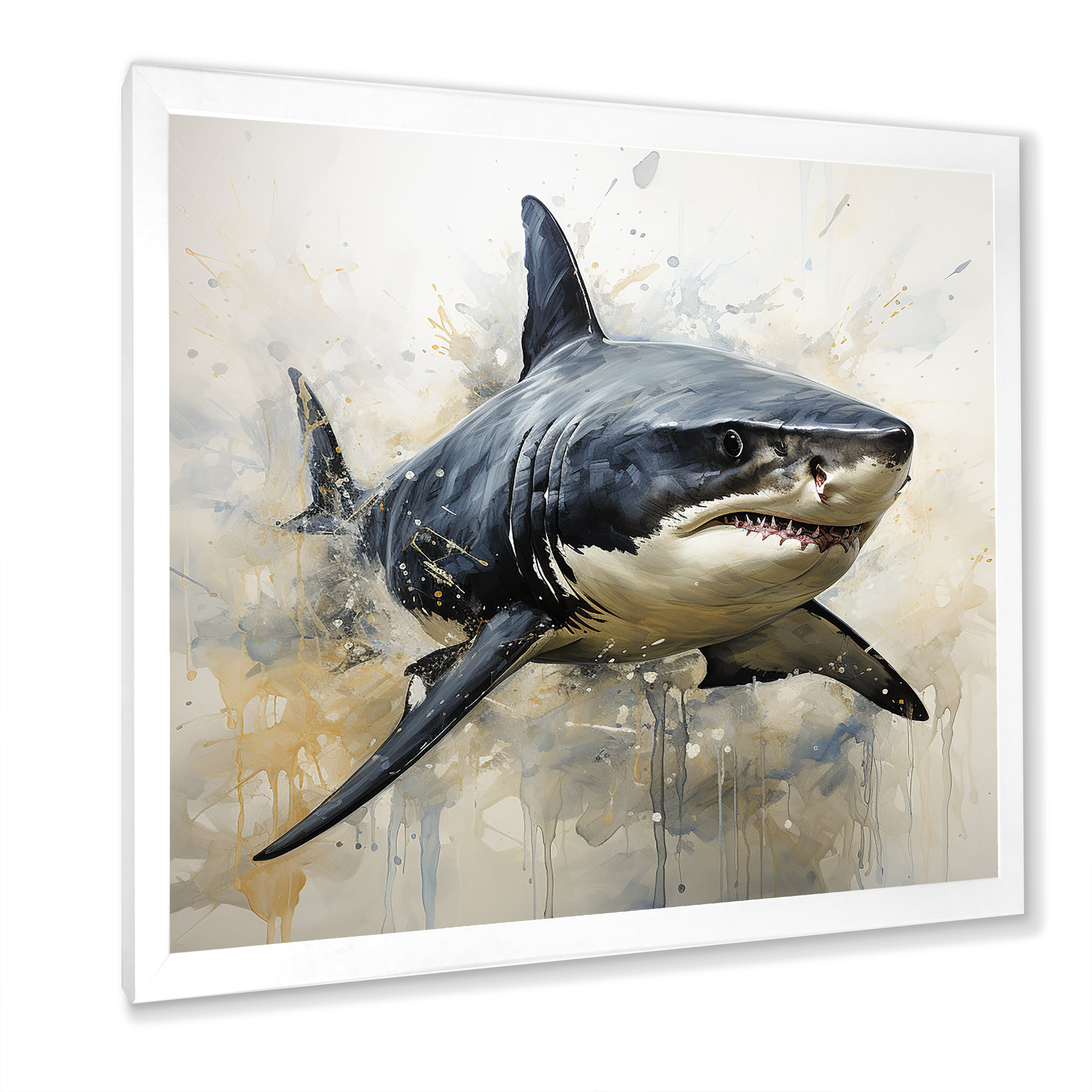 Breakwater Bay Grey Shark Shadows I - Coastal Animal Wall Art | Wayfair
