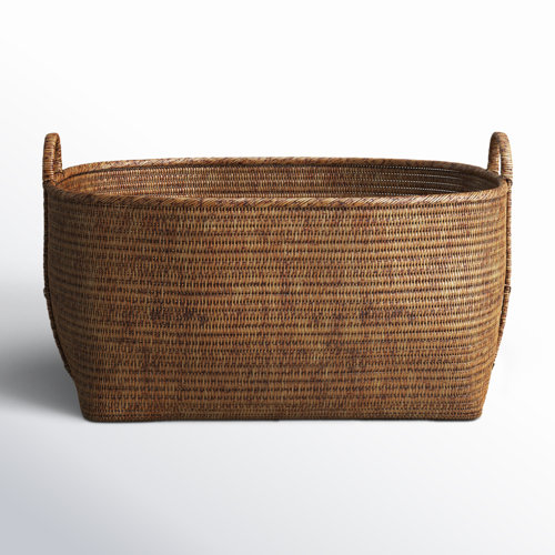 Thelma Handmade Rattan Basket With Handles 1 & Reviews | Birch Lane