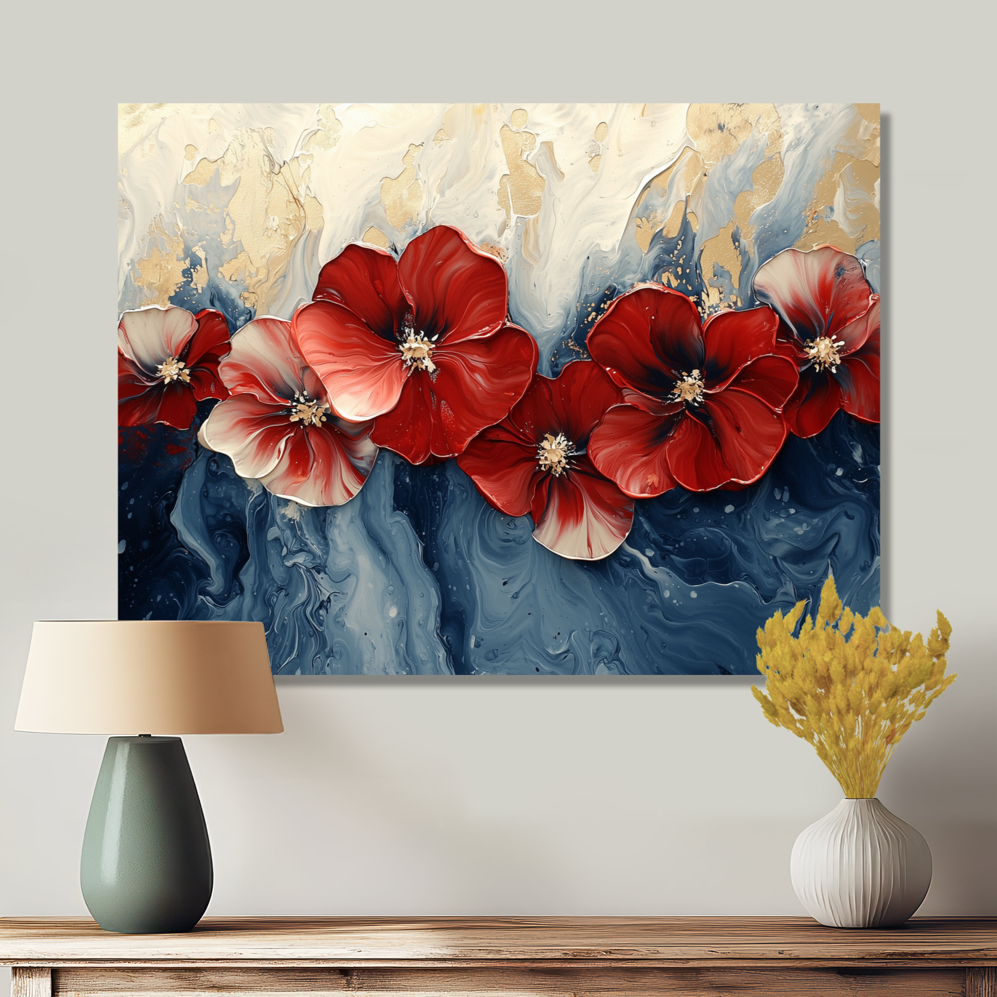 Winston Porter Sunset Waves Of Winter Poppies Field - Traditional Metal ...