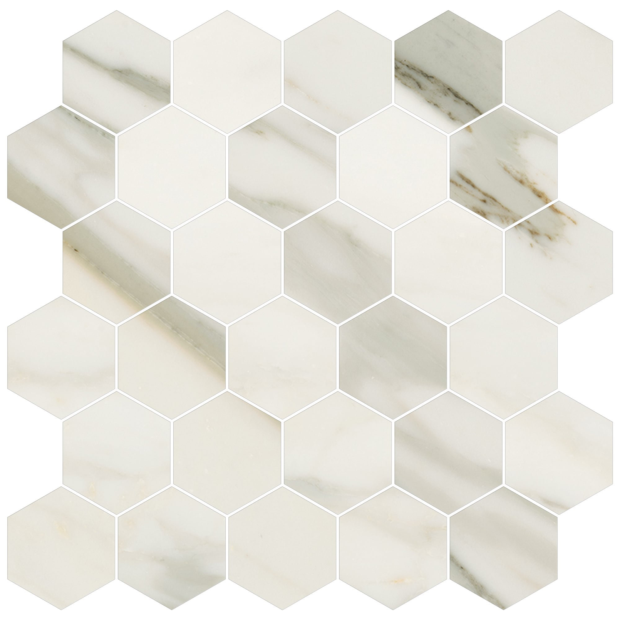MILE®stone JEM Aria Gold Matte - 2" Hexagon Mosaic Porcelain Tile (10 ...