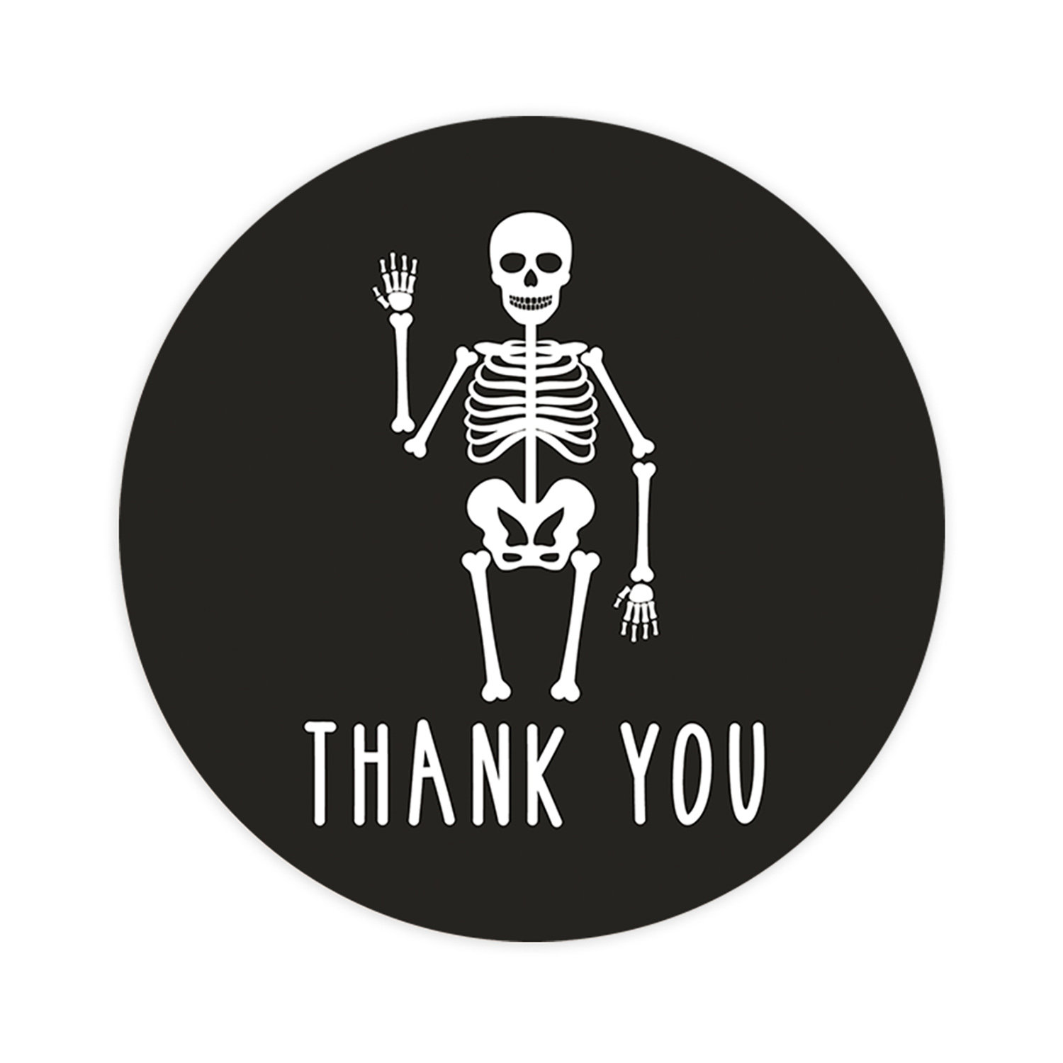 The Holiday Aisle® Thank You Skeleton Happy Halloween Stickers | Wayfair