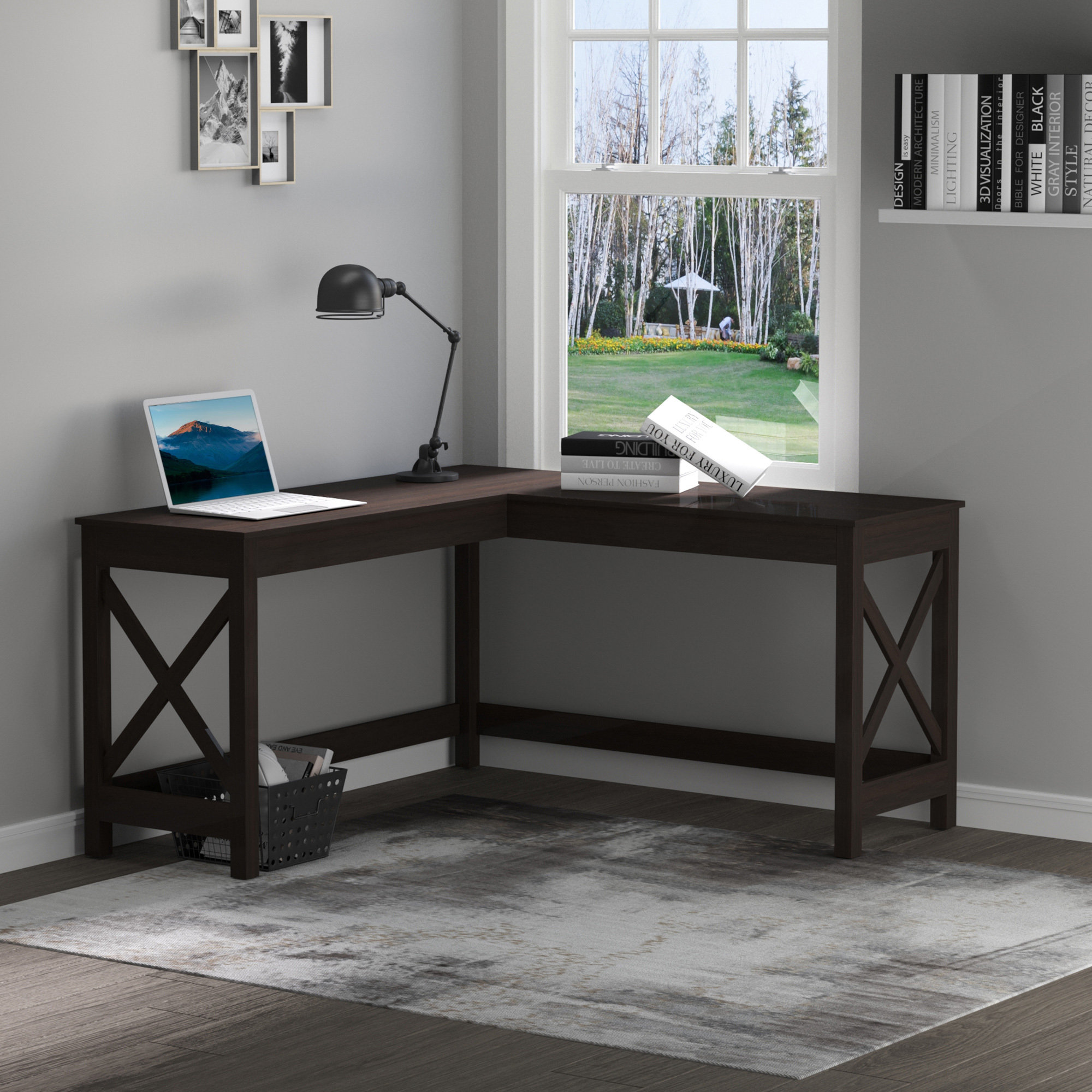 Gracie Oaks Space-saving L-shaped Particle Board Desk For Modern Home ...