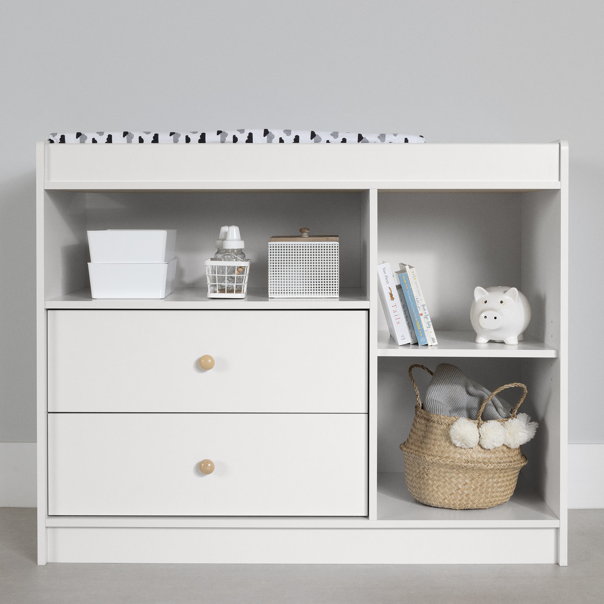 South Shore Sweedi Large 2-Drawers Changing Table With Open Storage ...
