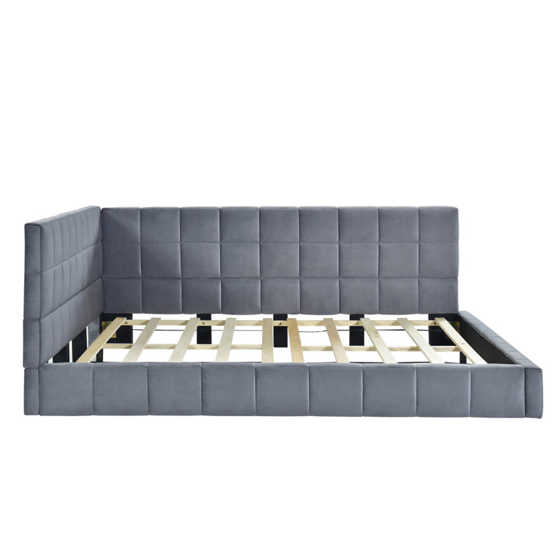 Hokku Designs Upholstered Daybed/Sofa Bed Frame-Gray, Velvet | Wayfair
