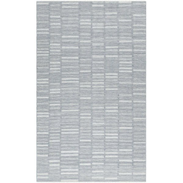 Rosecliff Heights Caniesha Striped Flatweave Wool Area Rug in Gray ...