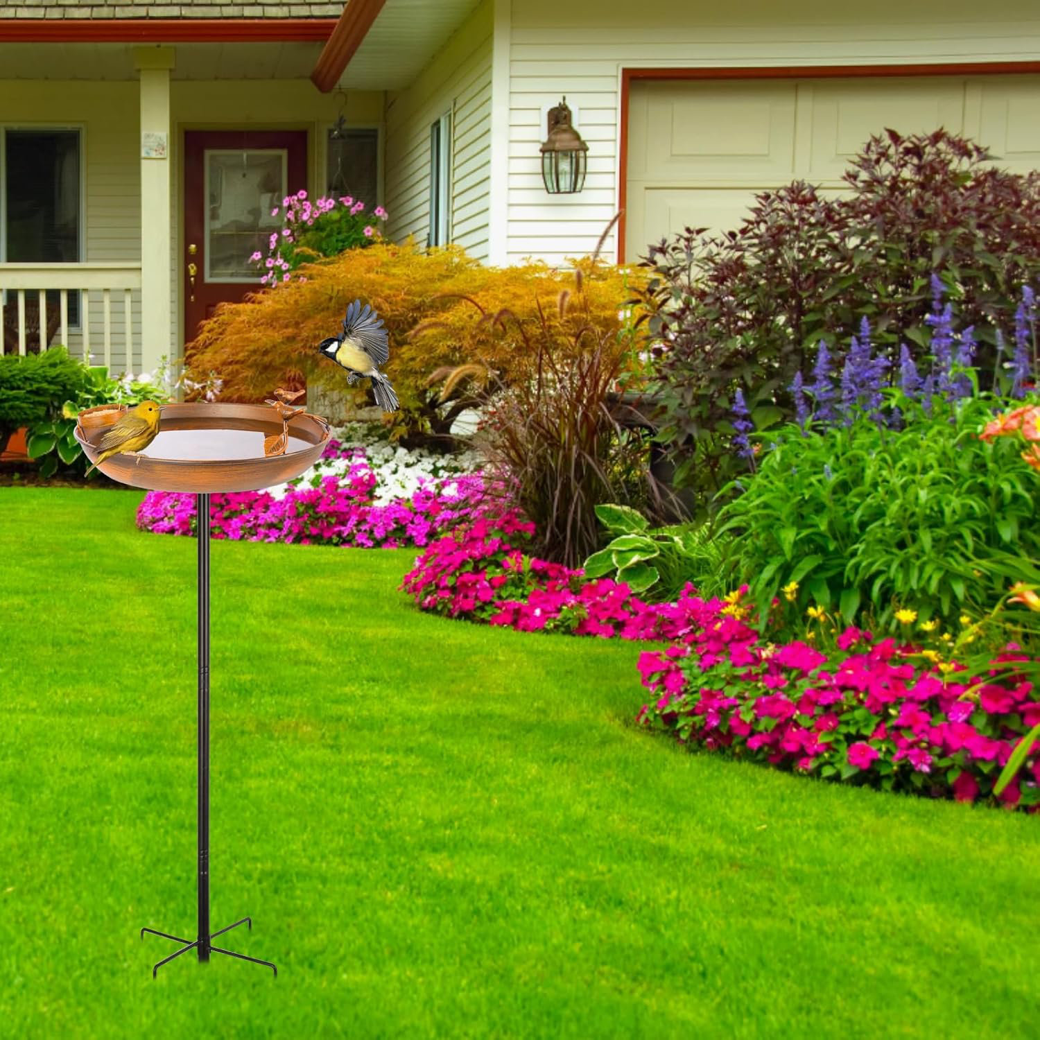 Winston Porter 13” Bird Bath Metal Bird Bath For Outside Bird Baths ...