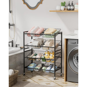 Latitude Run® Rolling Kitchen Storage Cart, 4-Tier Snack and Fruit ...