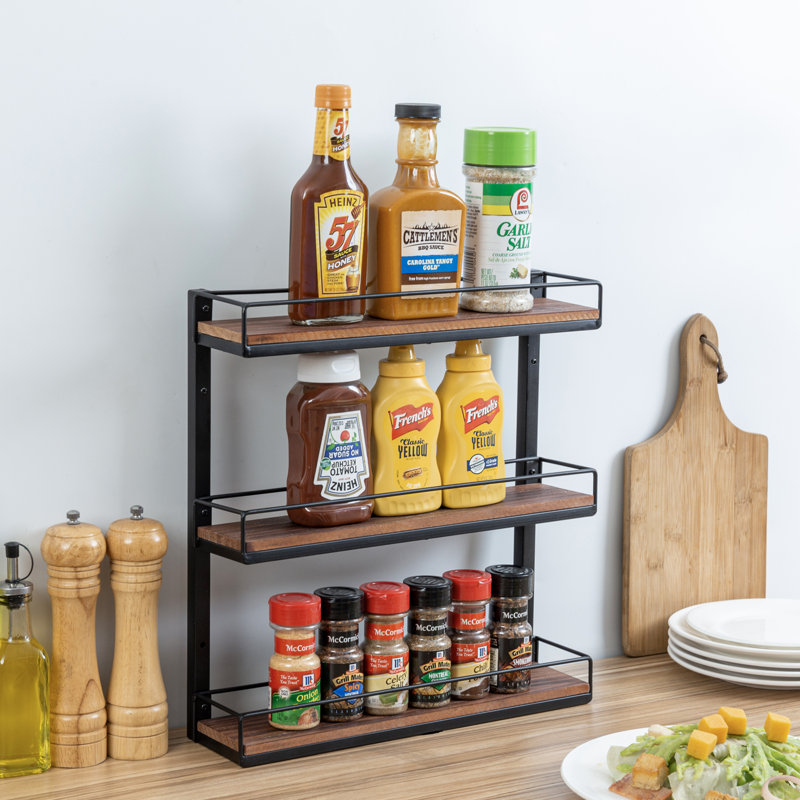 17 Stories 3 Tier Wall Mounted Spice Rack for Kitchen Storage | Wayfair