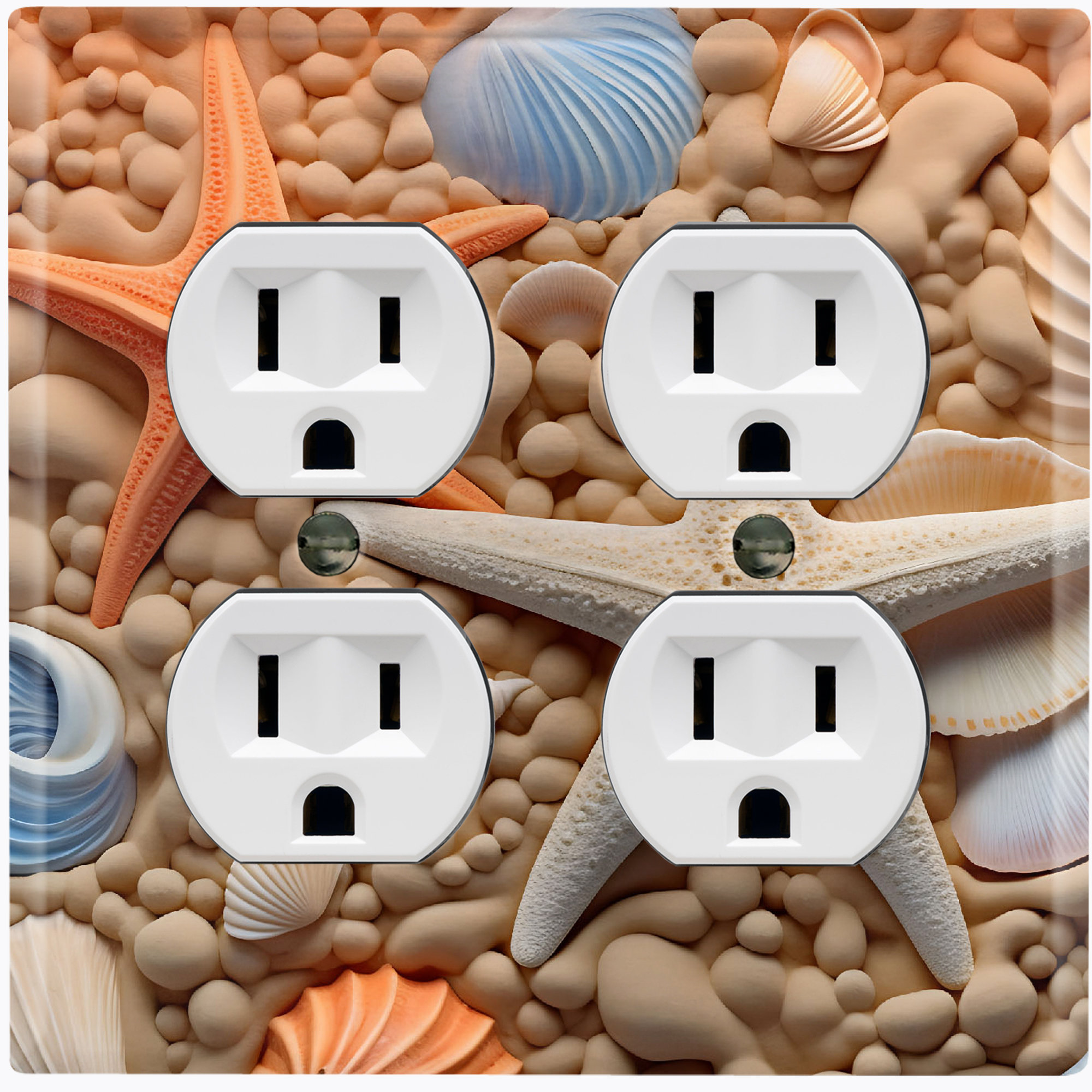 WorldAcc Ocean Orange Sea Shell Star Fish Nature Themed 2 - Gang Duplex ...