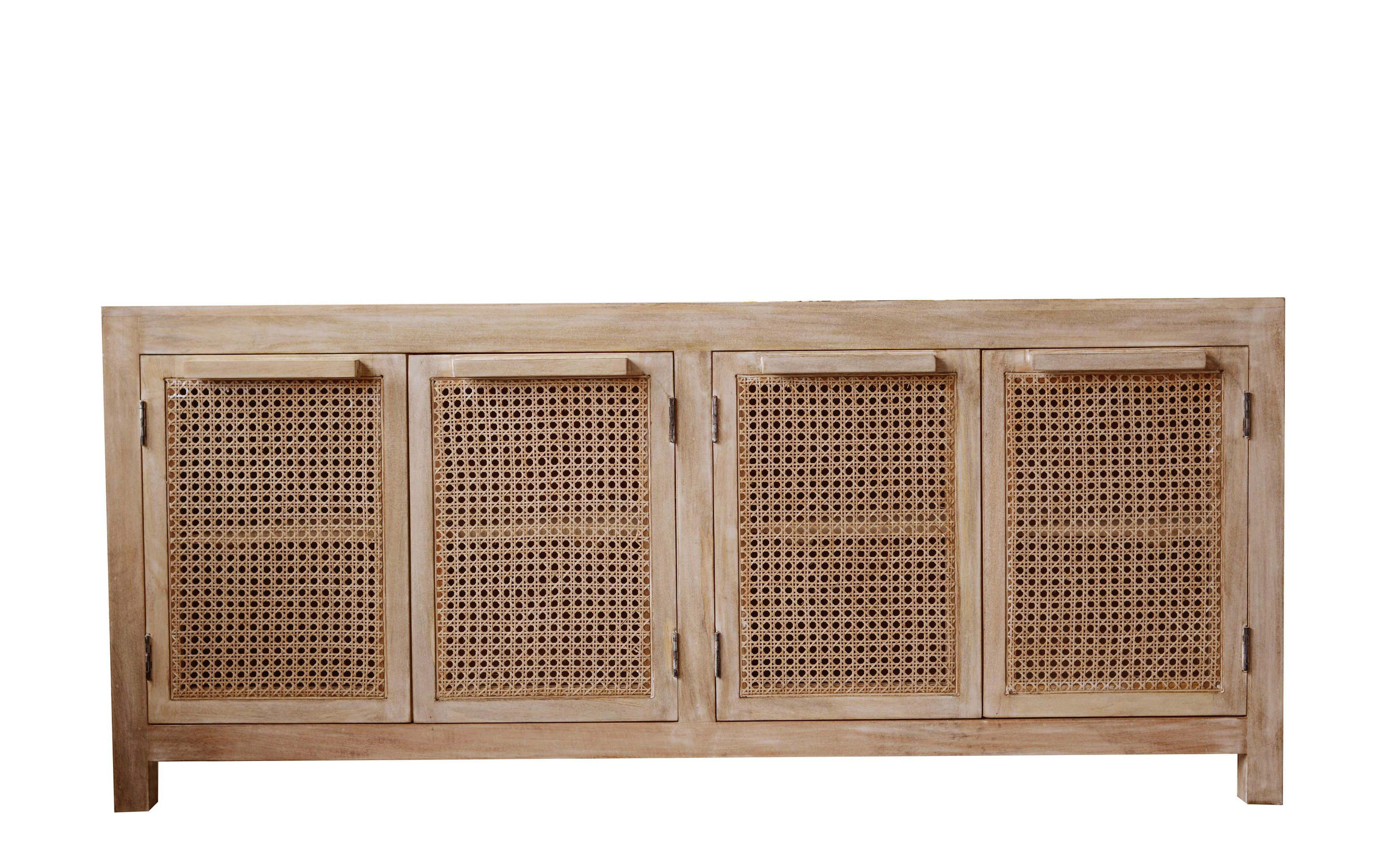 Rowena Interiors Rowan Mango Wood and Cane Sideboard or TV Stand ...