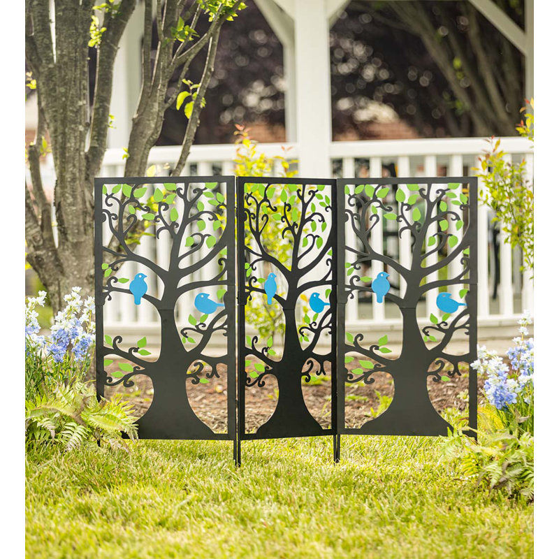 Plow & Hearth Laser-Cut Metal Bluebird Garden Screen | Wayfair