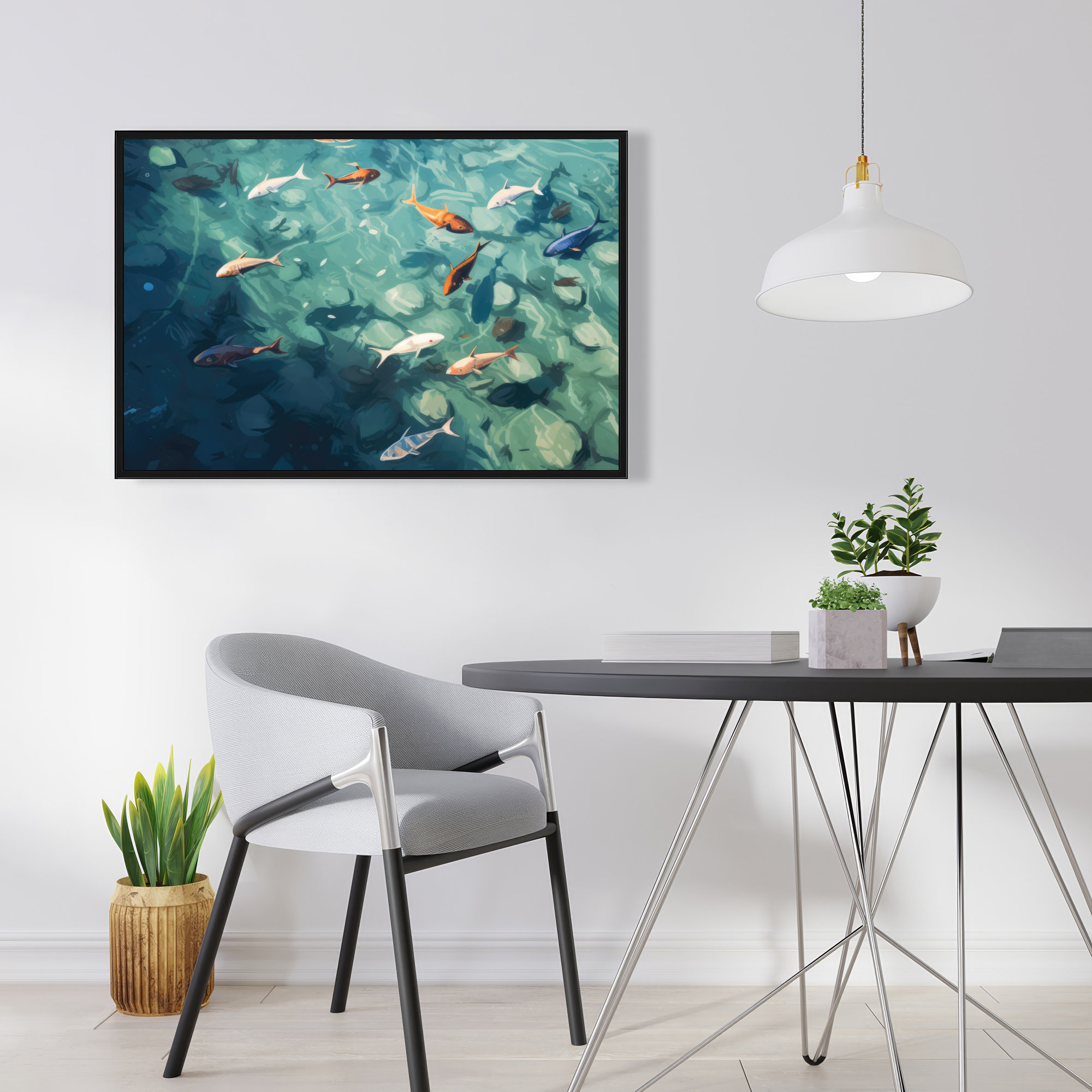Winston Porter Caustic fish - Framed canvas | Wayfair