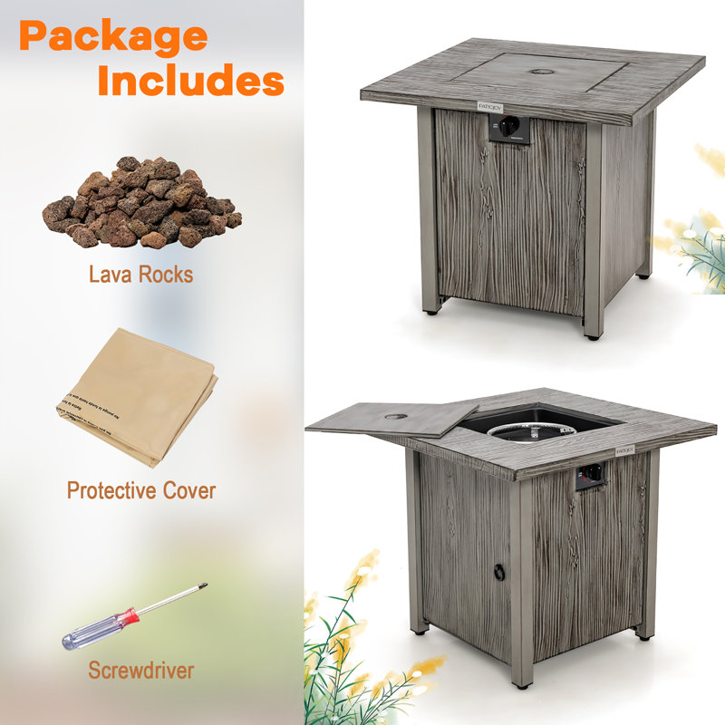 Costway 32'' Patio Square Fire Pit Table 50,000 Btu Propane Gas Table ...