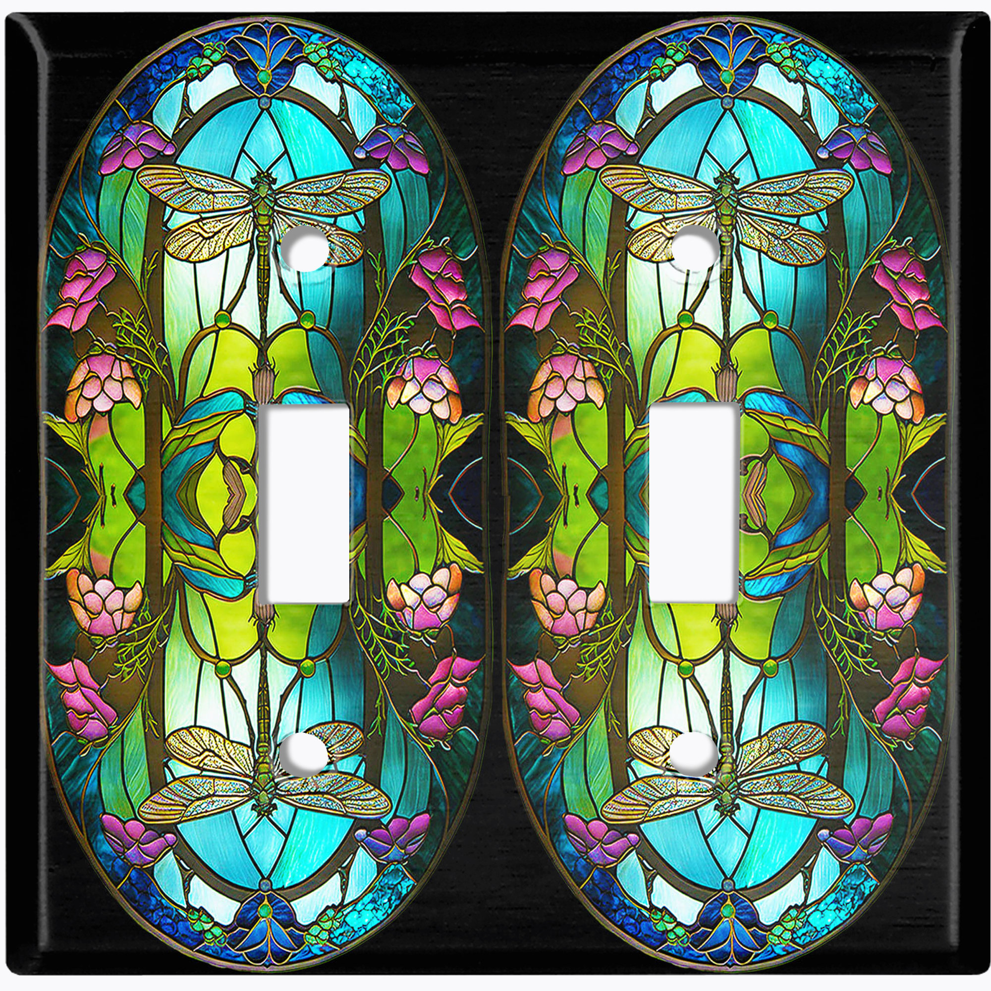 WorldAcc Beautiful Dragon Fly Flower 2-Gang Toggle Light Switch Wall ...