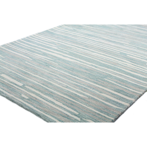 Dovecove Abstract Handmade Tufted Aqua Area Rug & Reviews | Wayfair