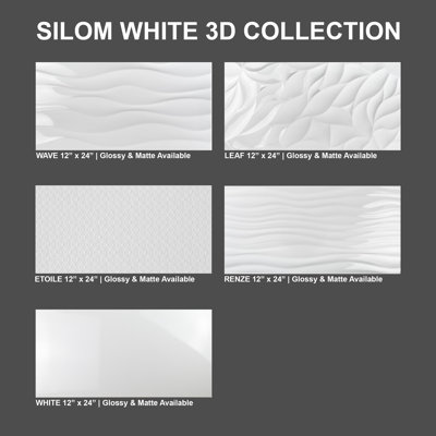 Qube Tiles Silom White Wave 12" x 24" Glossy 3D Textured Wall Tile ...