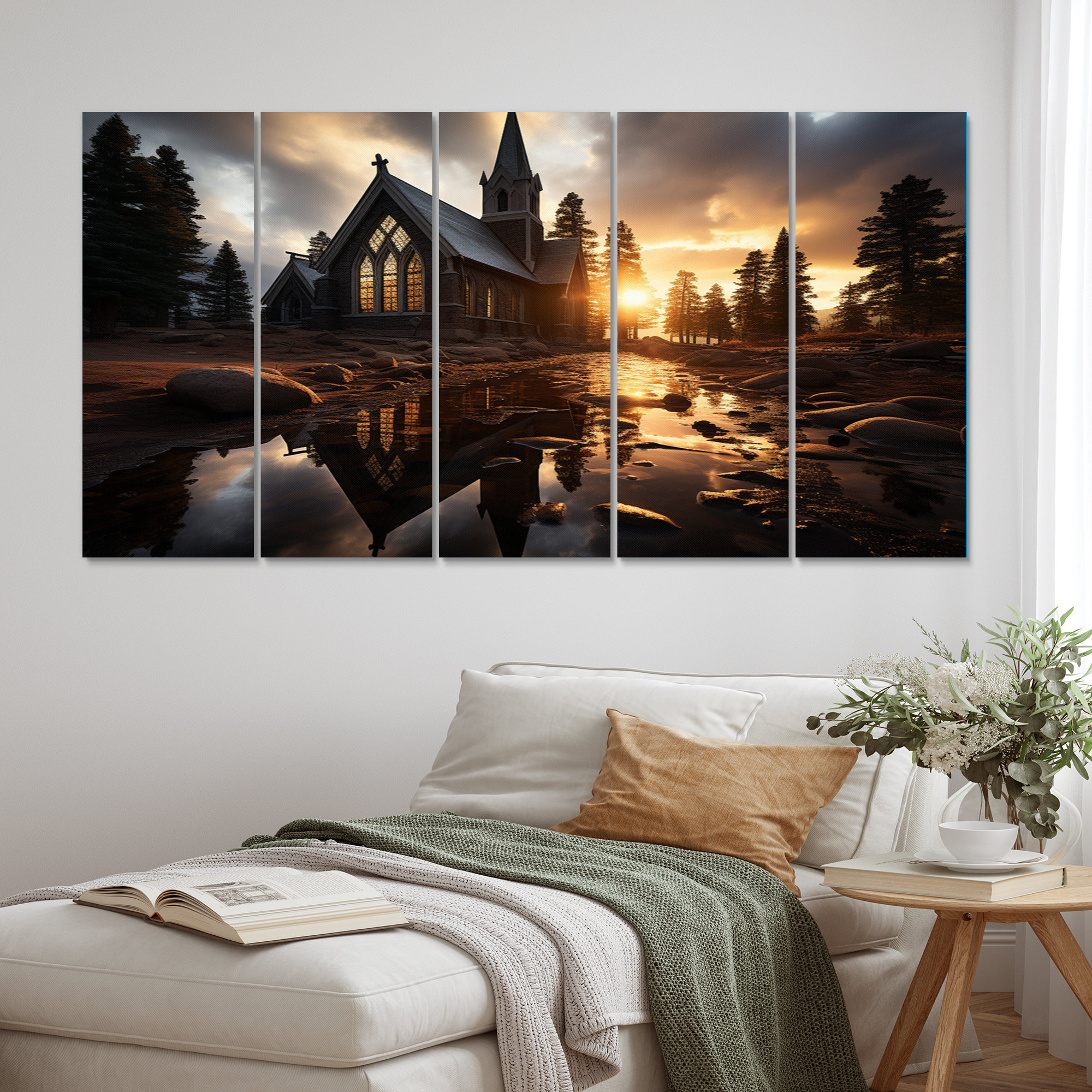 Design Art Landscape Church Heavens Embrace - Spiritual Metal Wall ...