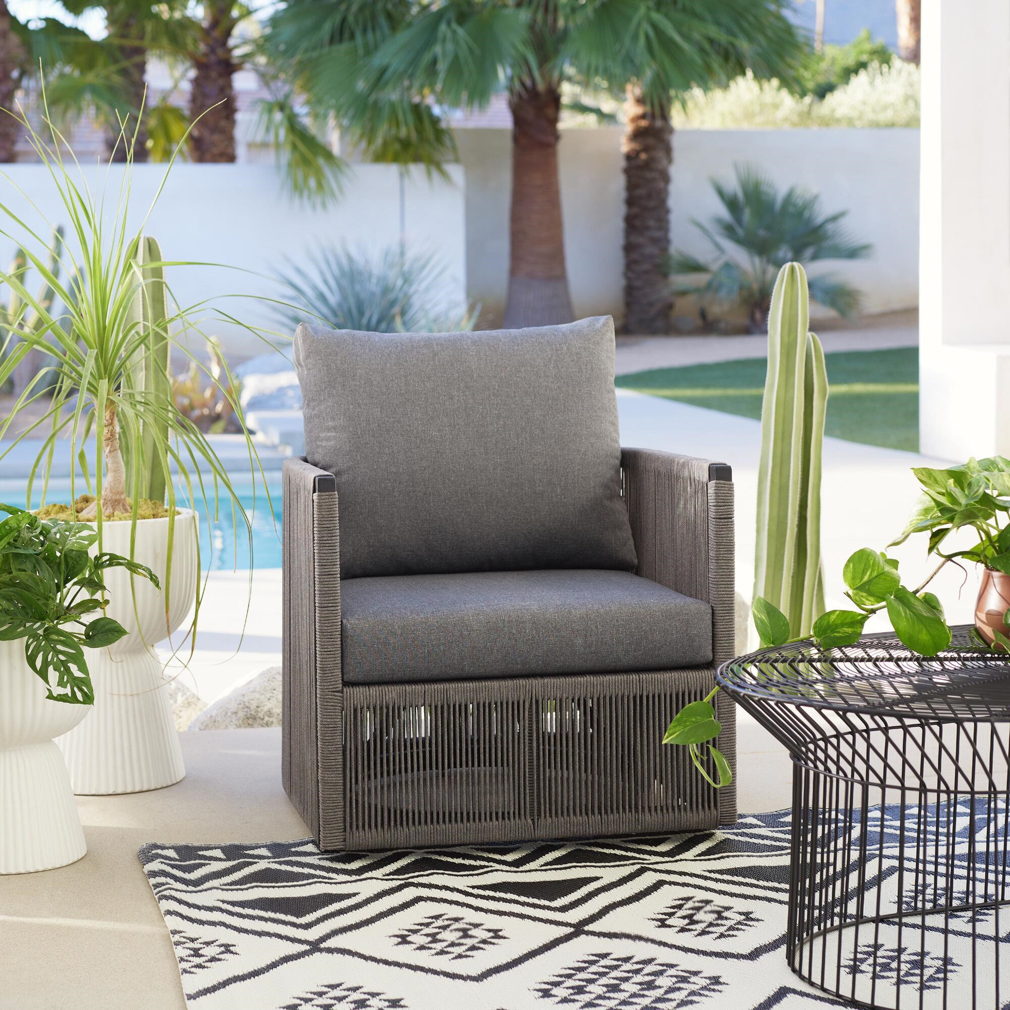 Bay Isle Home™ Millie Swivel Patio Rope Chair With Cushions | Wayfair